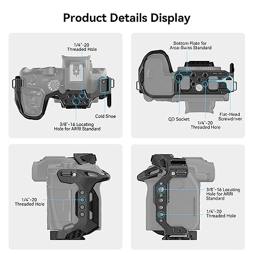 SmallRig R7 Cage for Canon R7, Aluminum Alloy R7 cage with Quick Release Plate for Arca Stand, Cold Shoe, NATO Rail and Threaded Holes, Formfitting Camera Cage Video Rig for Canon R7-4003