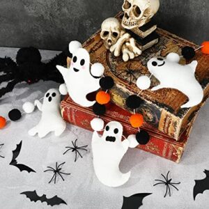 Whaline 6.6Ft Halloween Theme Banner Different Expressions Cute Ghosts Banner Black White Orange Party Banner Felt Ball Garland for Halloween Haunted Houses Decors Doorways Home Mantel Suppliers