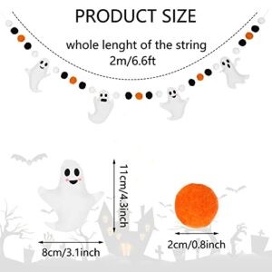 Whaline 6.6Ft Halloween Theme Banner Different Expressions Cute Ghosts Banner Black White Orange Party Banner Felt Ball Garland for Halloween Haunted Houses Decors Doorways Home Mantel Suppliers