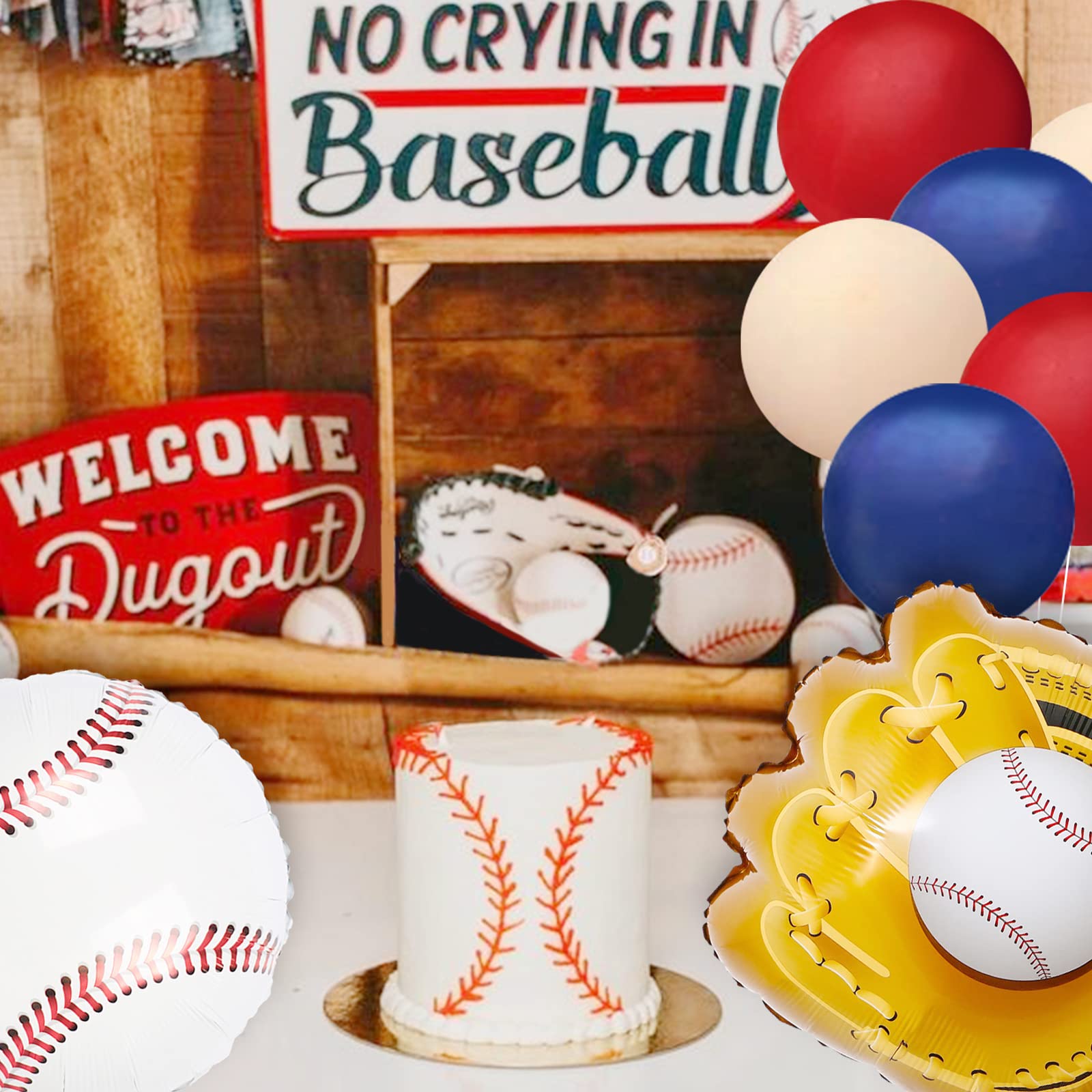 Teddyparty Baseball Balloon Arch Garland, Red Nude and Navy Blue Balloon Garland Kit Birthday Party for Boy Sports Balloons Gender Reveal Decoration