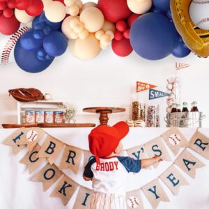 Teddyparty Baseball Balloon Arch Garland, Red Nude and Navy Blue Balloon Garland Kit Birthday Party for Boy Sports Balloons Gender Reveal Decoration