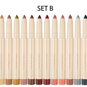 BestLand 12 Pcs Cream Eyeshadow Stick Set Matte Shimmer Rainbow Earth Colors Highly Pigmented Long Lasting Waterproof Eye Shadow stick Eye Liner Makeup with Pencil Sharpener (Set B)