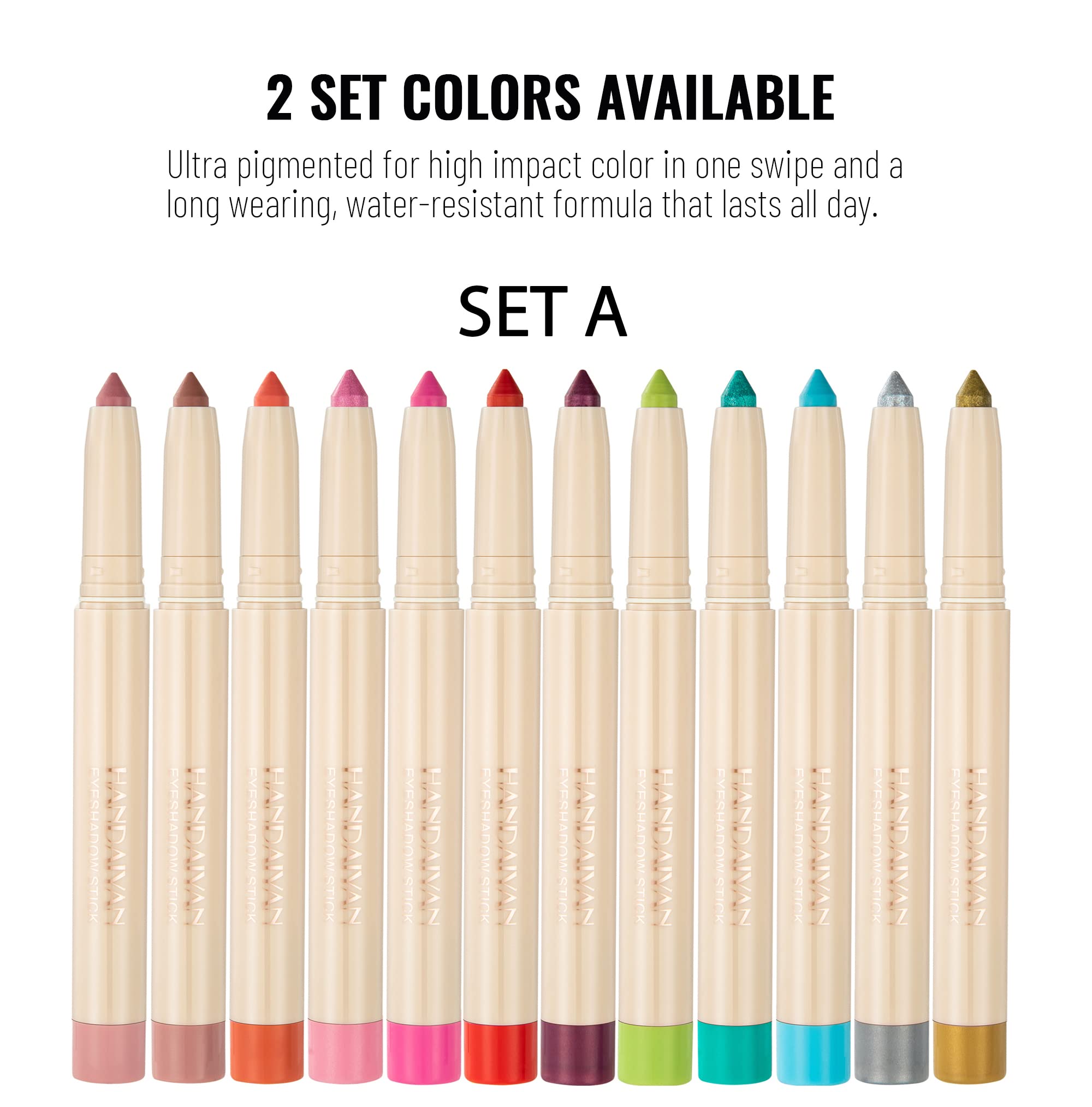 BestLand 12 Pcs Cream Eyeshadow Stick Set Matte Shimmer Rainbow Earth Colors Highly Pigmented Long Lasting Waterproof Eye Shadow stick Eye Liner Makeup with Pencil Sharpener (Set A)