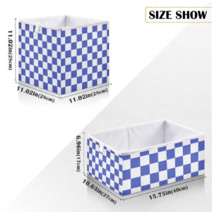 RunningBear Checkerboard Blue White Plaid Storage Basket Storage Bin Square Collapsible Storage Containers Towel Storage Organizer for Clothes Towels Magazine