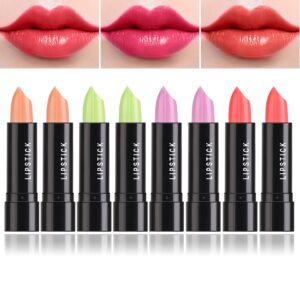 lzylls 8 pcs color changing change lipstick,magic lipstick jelly lip balm,moisturizer tinted lip tint stain long lasting waterproof temperature color change lip gloss