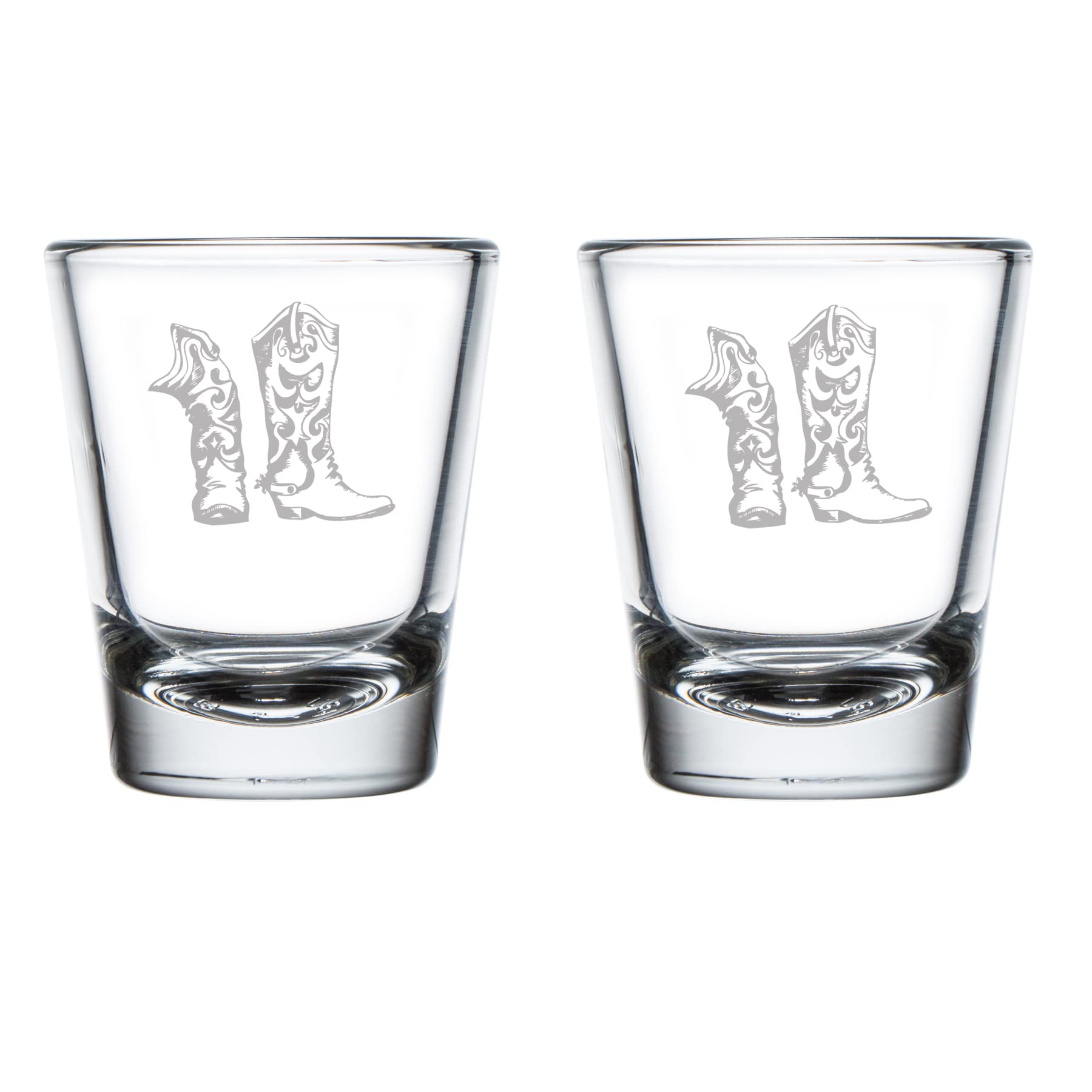 MIP Set of 2 Shot Glasses 1.75oz Shot Glass Cowboy Cowgirl Boots