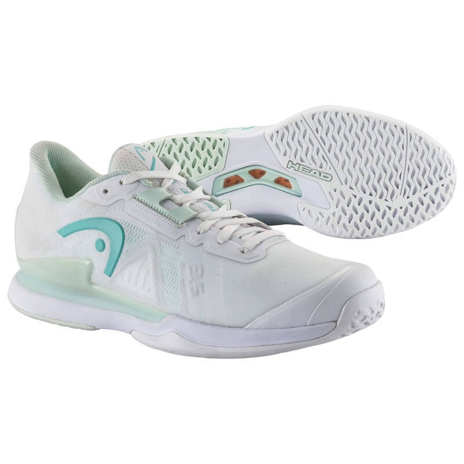 HEAD Women's Sprint Pro Sneaker, White/Aqua, 8