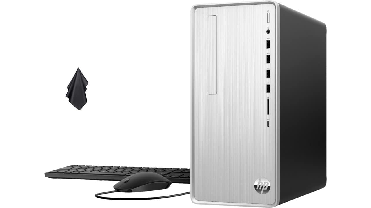 HP Newest Pavilion TP01 Desktop Computer, AMD Ryzen 7-5700G (Beats i9-10900), AMD Radeon, DVD Writer, Wireless, 9 USB Ports, HDMI, Bluetooth, Windows 11 Home(64GB RAM | 2 TB PCIe SSD)