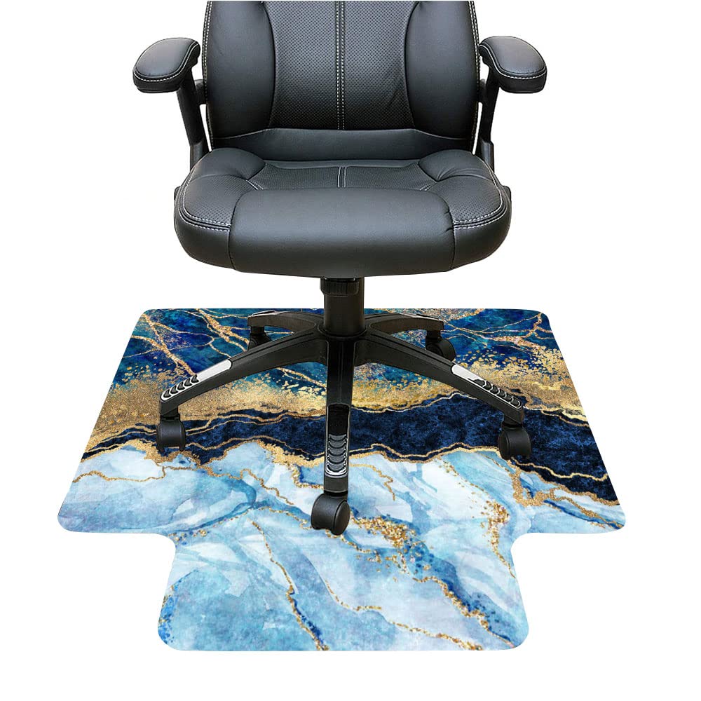 DUNHUANG Gaming Chair Mat, Marble-Texture Background Pattern Blue, Office Chair Mat for Carpet & Hardwood Floors, Pro-tect Your Home or Office Floors, 36" x 48"