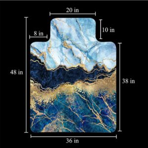 DUNHUANG Gaming Chair Mat, Marble-Texture Background Pattern Blue, Office Chair Mat for Carpet & Hardwood Floors, Pro-tect Your Home or Office Floors, 36" x 48"