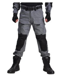 han·wild men's combat pants tactical military pant with knee pads airsoft hiking trousers gray