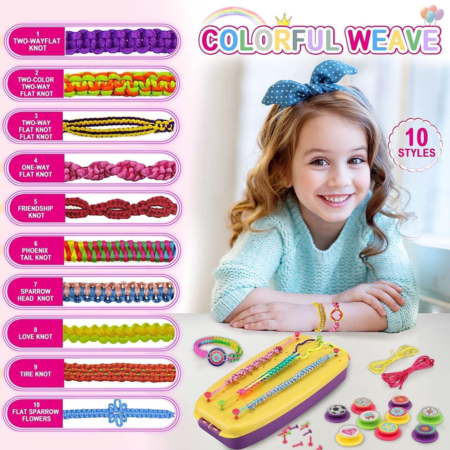 Simfunso Friendship Bracelet Making Kit, Toys for Girls Ages 7 8 9 10 11 12 Year Old, Present for Teen Girl, Arts and Crafts Kit for Kids Ages 8, Birthday Gift Toys for 8-12 Years Old