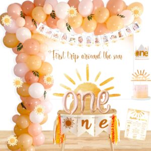 first trip around the sun birthday decorations, boho sun 1st birthday decoration, first trip around the sun backdrop, 1st birthday girl decoration, sun theme 1st birthday party supplies