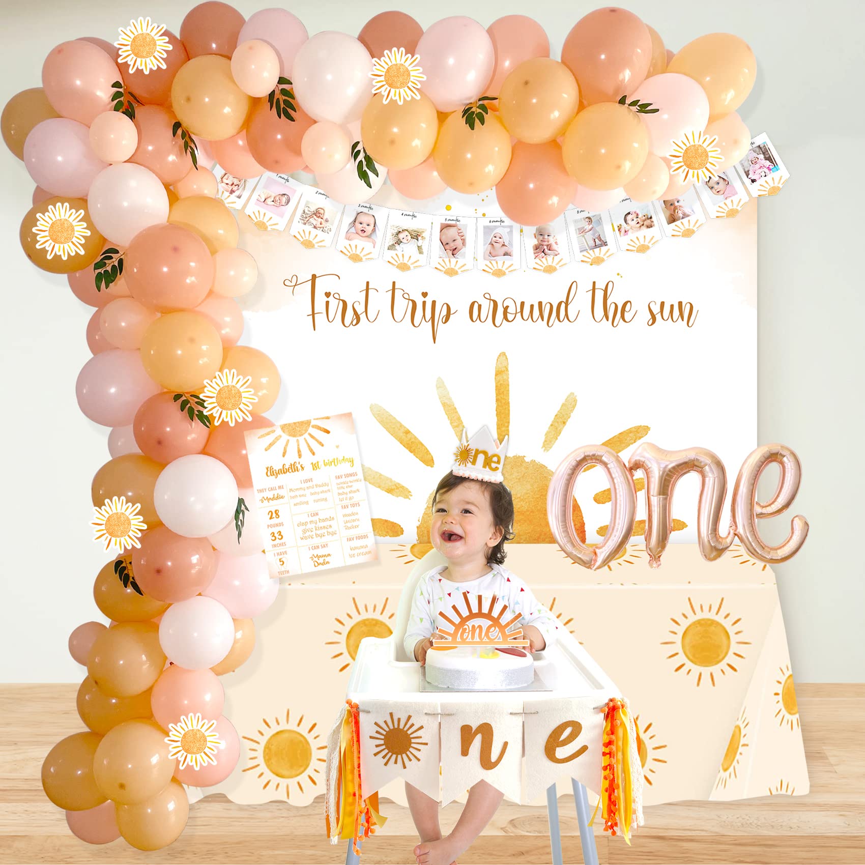 First Trip Around The Sun Birthday Decorations, Boho Sun 1st Birthday Decoration, First Trip Around The Sun Backdrop, 1st Birthday Girl Decoration, Sun Theme 1st Birthday Party Supplies