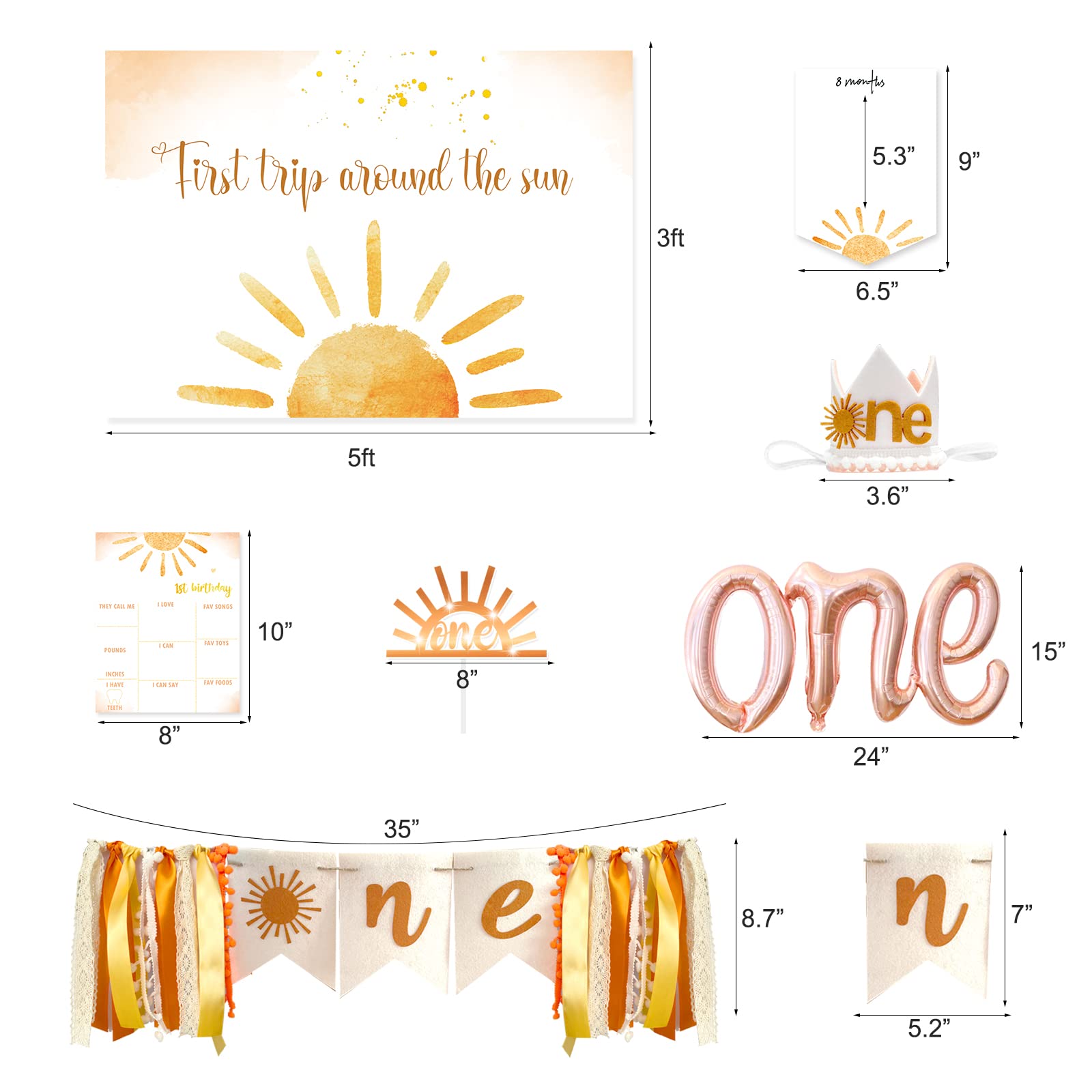 First Trip Around The Sun Birthday Decorations, Boho Sun 1st Birthday Decoration, First Trip Around The Sun Backdrop, 1st Birthday Girl Decoration, Sun Theme 1st Birthday Party Supplies