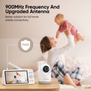 bonoch Video Baby Monitor No WiFi, Local Storage+Playback, 1080p HD Camera&Display, Baby Monitor with Camera and Audio, 7800mAh, 1800ft Range, Motion&Sound Detection, Hack-Proof, Additional 110° Lens