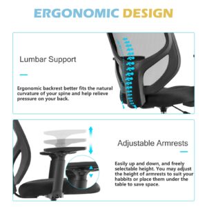 Drafting Chair - Ergonomic High Adjustable Standing Office Chair, Mesh Desk Chair with Adjustable Armrests and Foot-Ring for Standing Desk Computer Chair for Adults