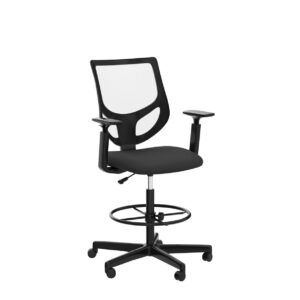 Drafting Chair - Ergonomic High Adjustable Standing Office Chair, Mesh Desk Chair with Adjustable Armrests and Foot-Ring for Standing Desk Computer Chair for Adults