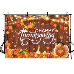 MEHOFOND Thanksgiving Party Decorations Backdrop Happy Thanksgiving Banner Fall Harvest Photography Background Autumn Pumpkin Maple Leaf Turkey Corn Fruit Red Truck Decor Photo Booth Props 7x5ft