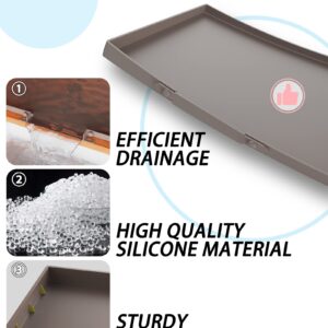 Kitchen Under Sink Mats Waterproof - 34" x 22" Non-Slip Silicone Bathroom Cabinet Drip Tray, Raised Edge Hold up to 3.3 Gallons Liquid Protector for Drips Leaks Spills Liner with Tub Stopper (Brown)