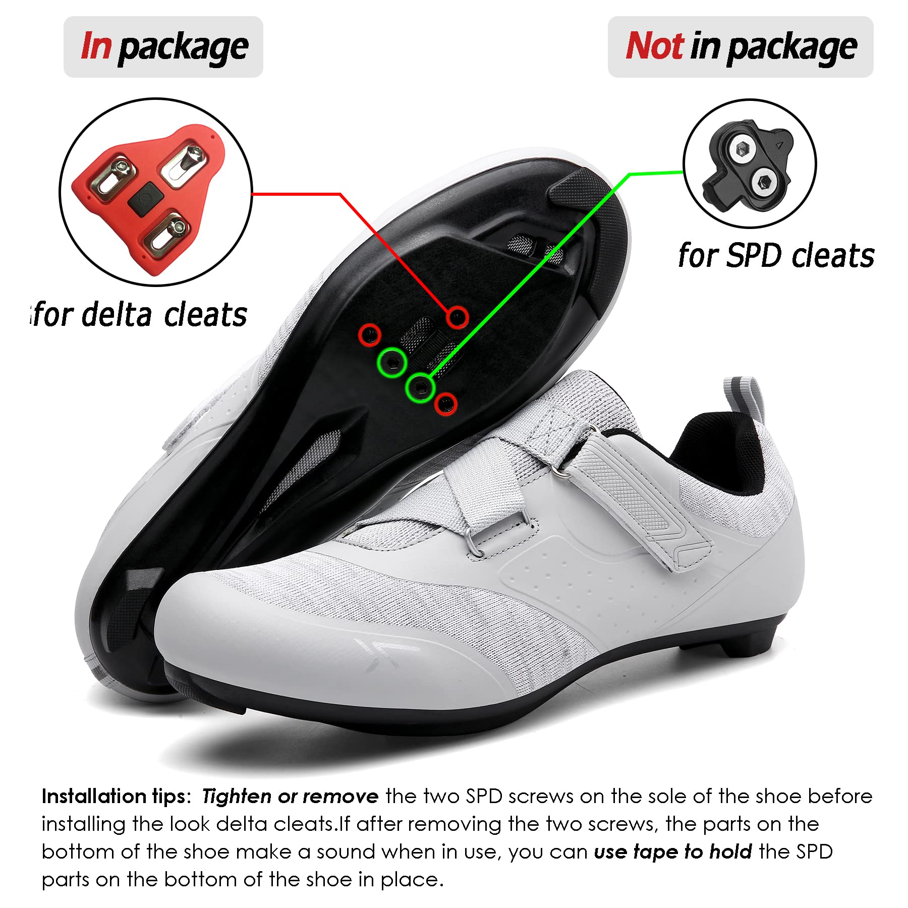 Unisex Cycling Shoes Compatible with Pelaton Indoor Road Bike Shoes for Men Women Cycle Shoes with Delta Cleats A Grey