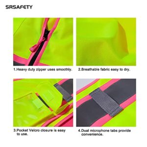 SRsafety Safety Hi-Vis Vest For Women, High Visibility Reflective Breathable Vest For Lady, Durable Zipper ＆ Multi Pockets green S