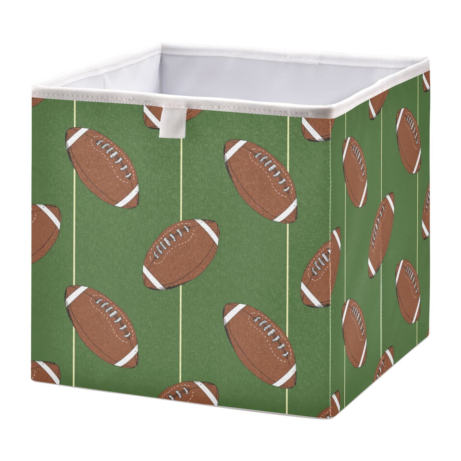 ALAZA Foldable Storage Bins, Football Rugby Ball Storage Boxes Decorative Basket for Bedroom Nursery Closet Toys Books