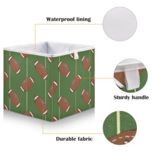 ALAZA Foldable Storage Bins, Football Rugby Ball Storage Boxes Decorative Basket for Bedroom Nursery Closet Toys Books