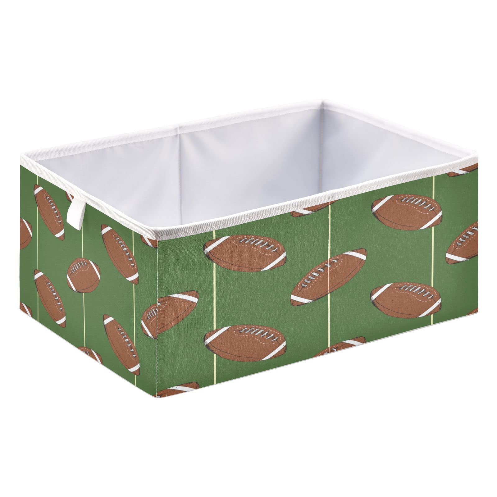 ALAZA Foldable Storage Bins, Football Rugby Ball Storage Boxes Decorative Basket for Bedroom Nursery Closet Toys Books