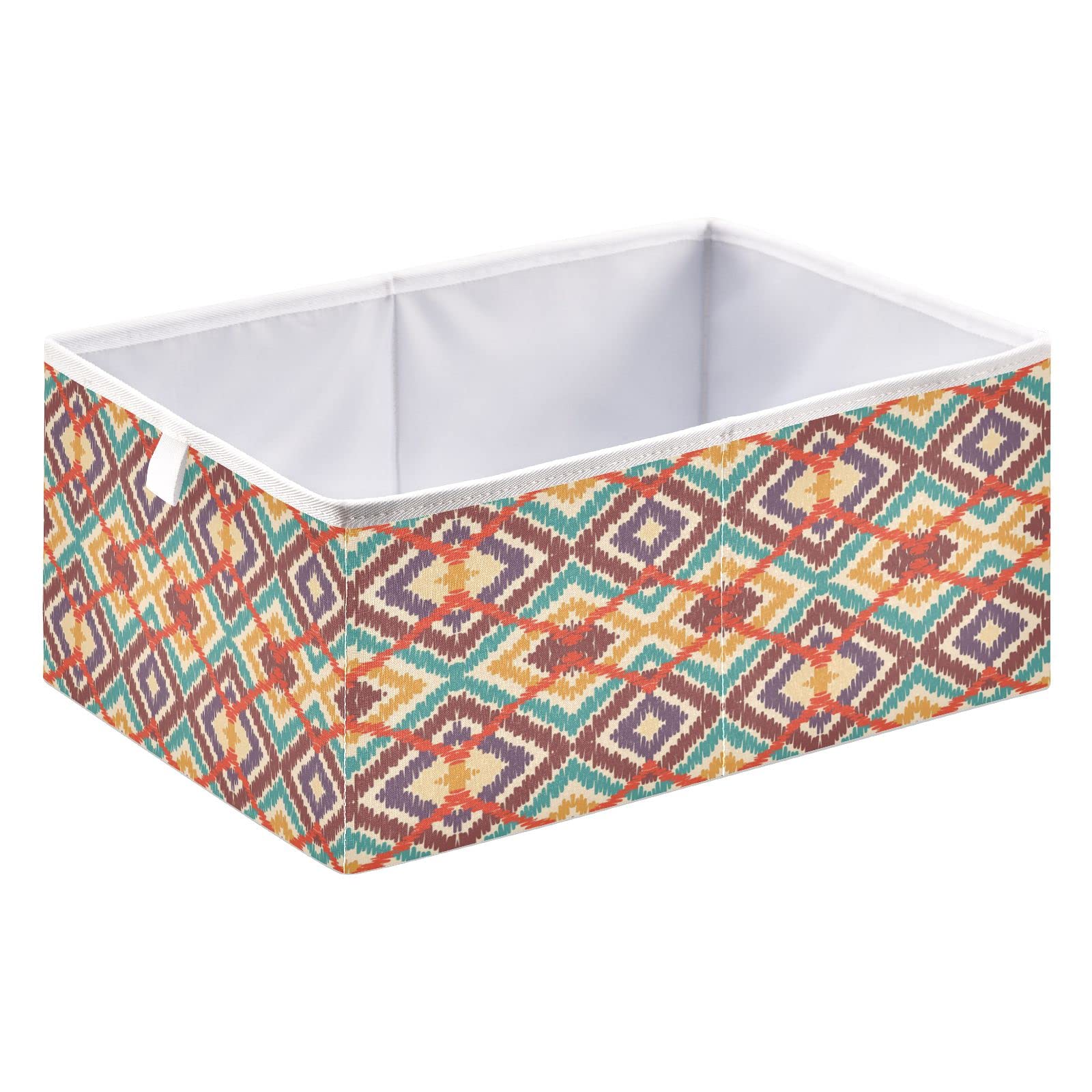 ALAZA Collapsible Storage Cubes Organizer,Indian Zig Zag Chevron Storage Containers Closet Shelf Organizer with Handles for Home Office