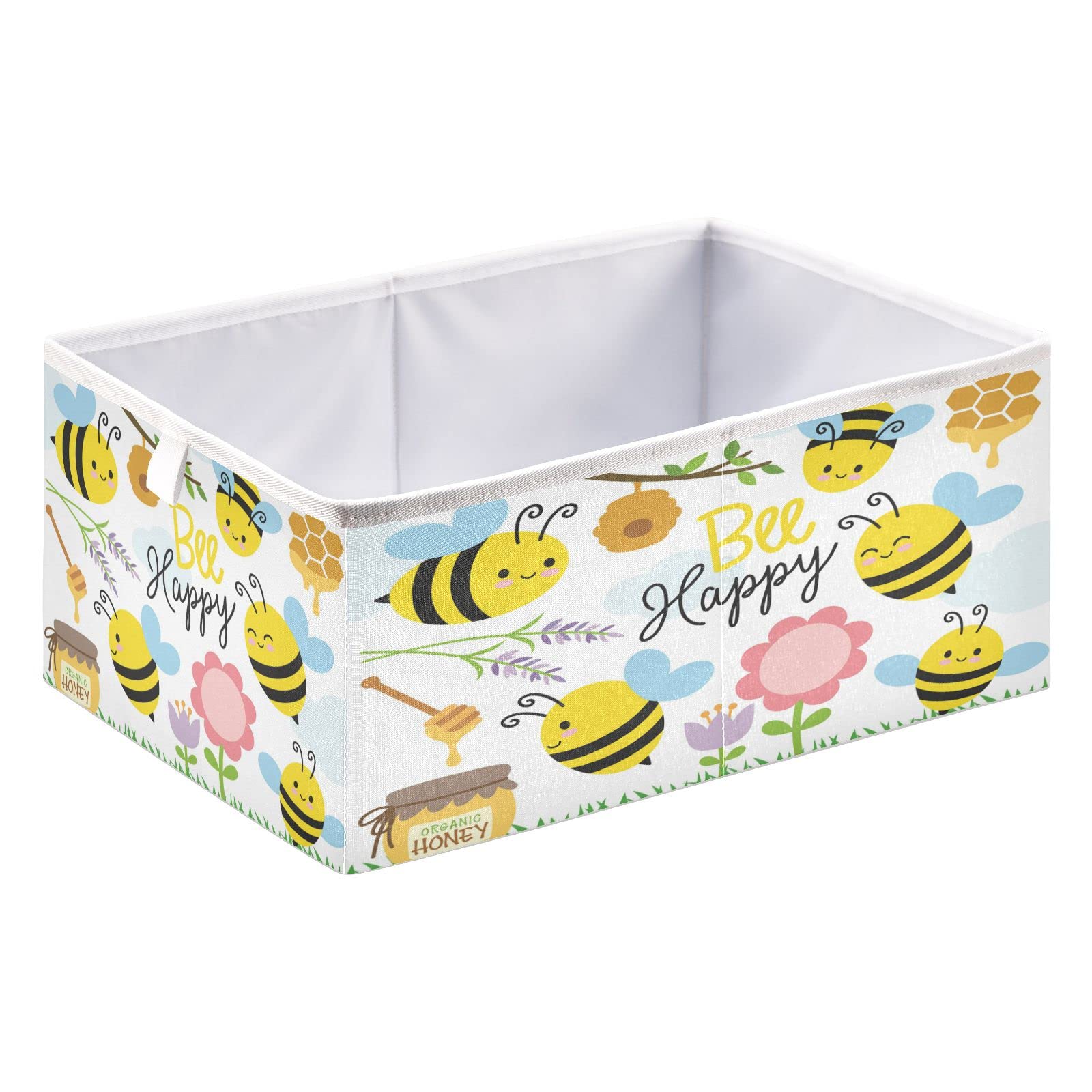 ALAZA Collapsible Storage Cubes Organizer,Cute Bees and Honey Storage Containers Closet Shelf Organizer with Handles for Home Office