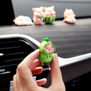 YGMONER 5 pcs Mini Piggy Figures Cute Car Dashboard Ornaments for Car Garden Cake Decoration (A)