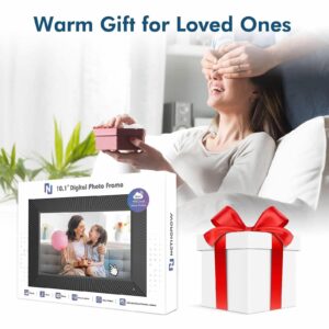 digital photo frame 10.1 inch digital picture frame - nethgrow wifi digital picture frame, 32gb, ips touchscreen, auto-rotate, motion sensor, instantly sharing photos videos, personalized gifts