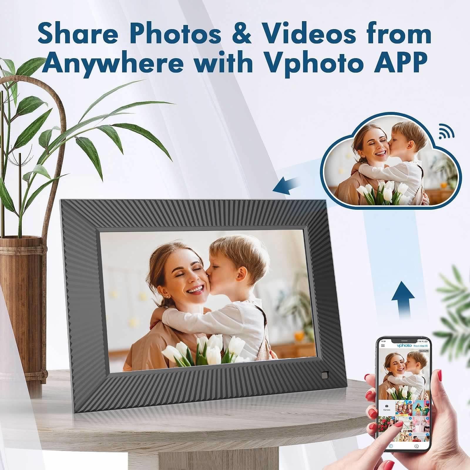 Digital Photo Frame 10.1 inch Digital Picture Frame - Nethgrow WiFi Digital Picture Frame, 32GB, IPS Touchscreen, Auto-Rotate, Motion Sensor, Instantly Sharing Photos Videos, Personalized Gifts