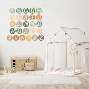 Alphabet Wall Decals for Classroom - 5 Inch Nursery Alphabet Letters for Wall - ABC Wall Decals for Kids Rooms - ABC Wall Chart for Toddlers Learning - Boho Rainbow Animal Alphabet A B C Decals