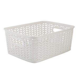 Simplify 25173-WHT-3PK Herringbone Storage Basket, Small, White