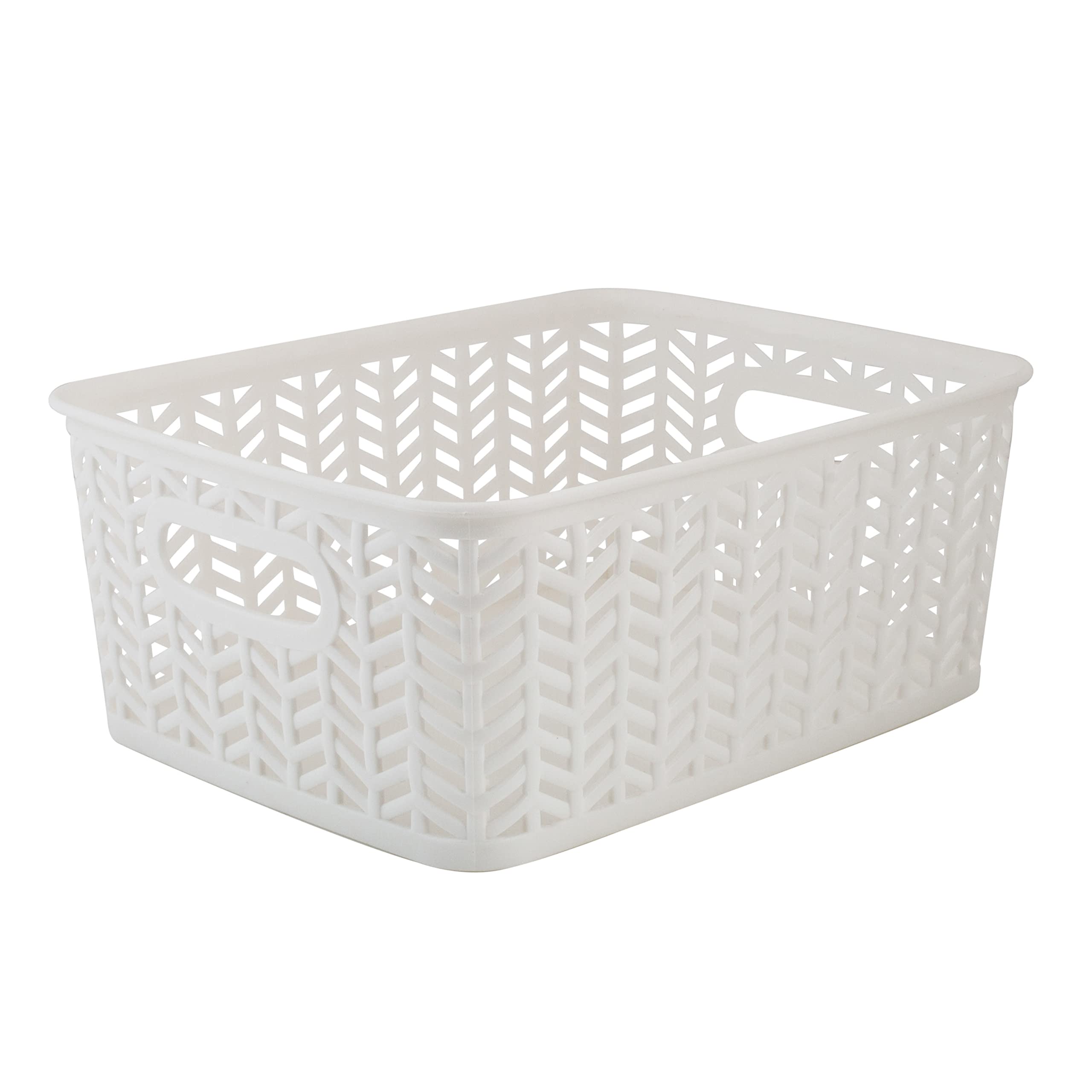 Simplify 25173-WHT-3PK Herringbone Storage Basket, Small, White