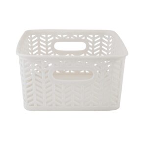 Simplify 25173-WHT-3PK Herringbone Storage Basket, Small, White