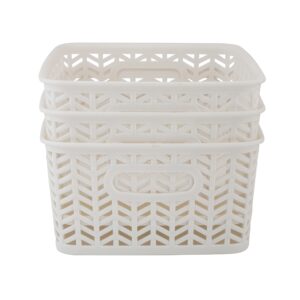 Simplify 25173-WHT-3PK Herringbone Storage Basket, Small, White