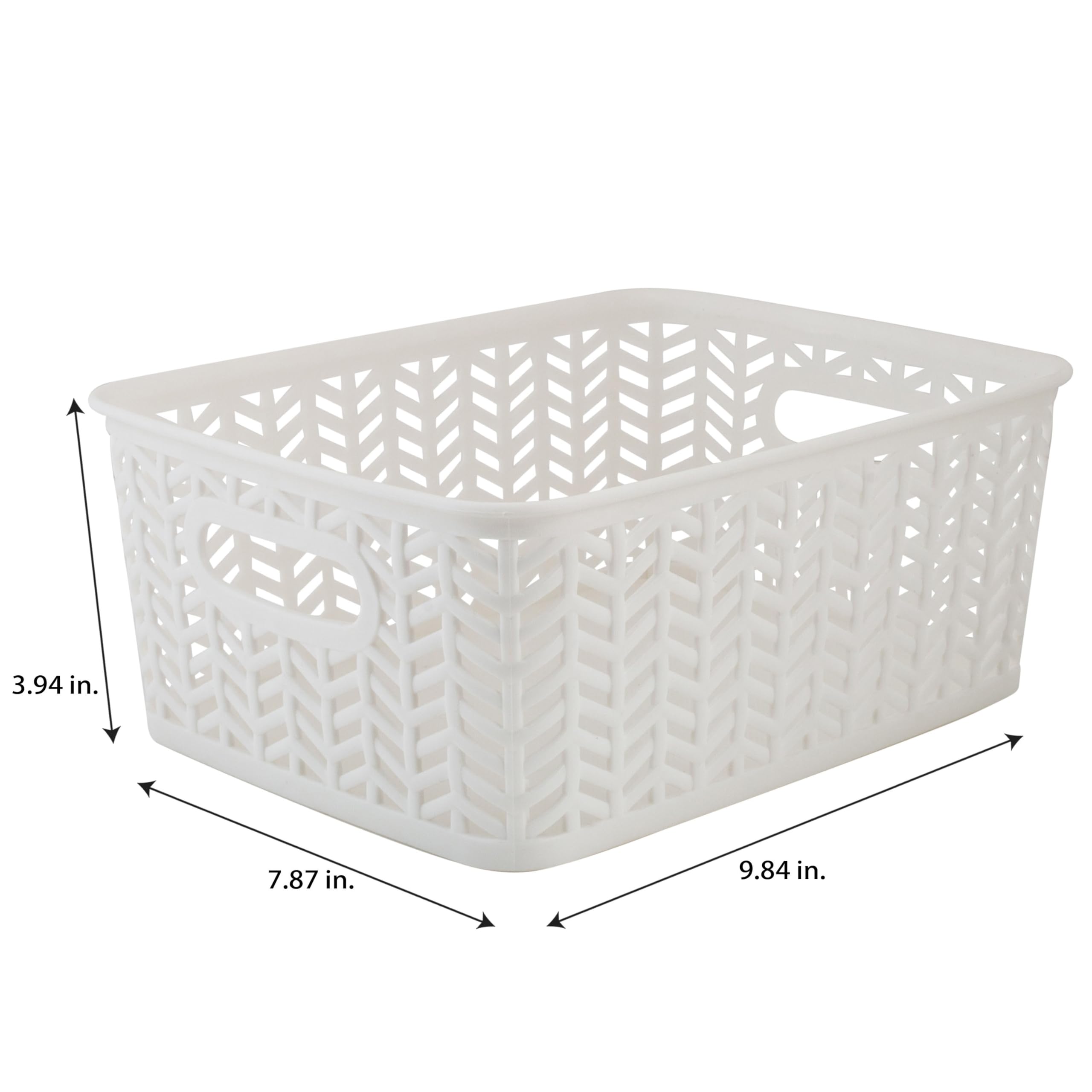 Simplify 25173-WHT-3PK Herringbone Storage Basket, Small, White