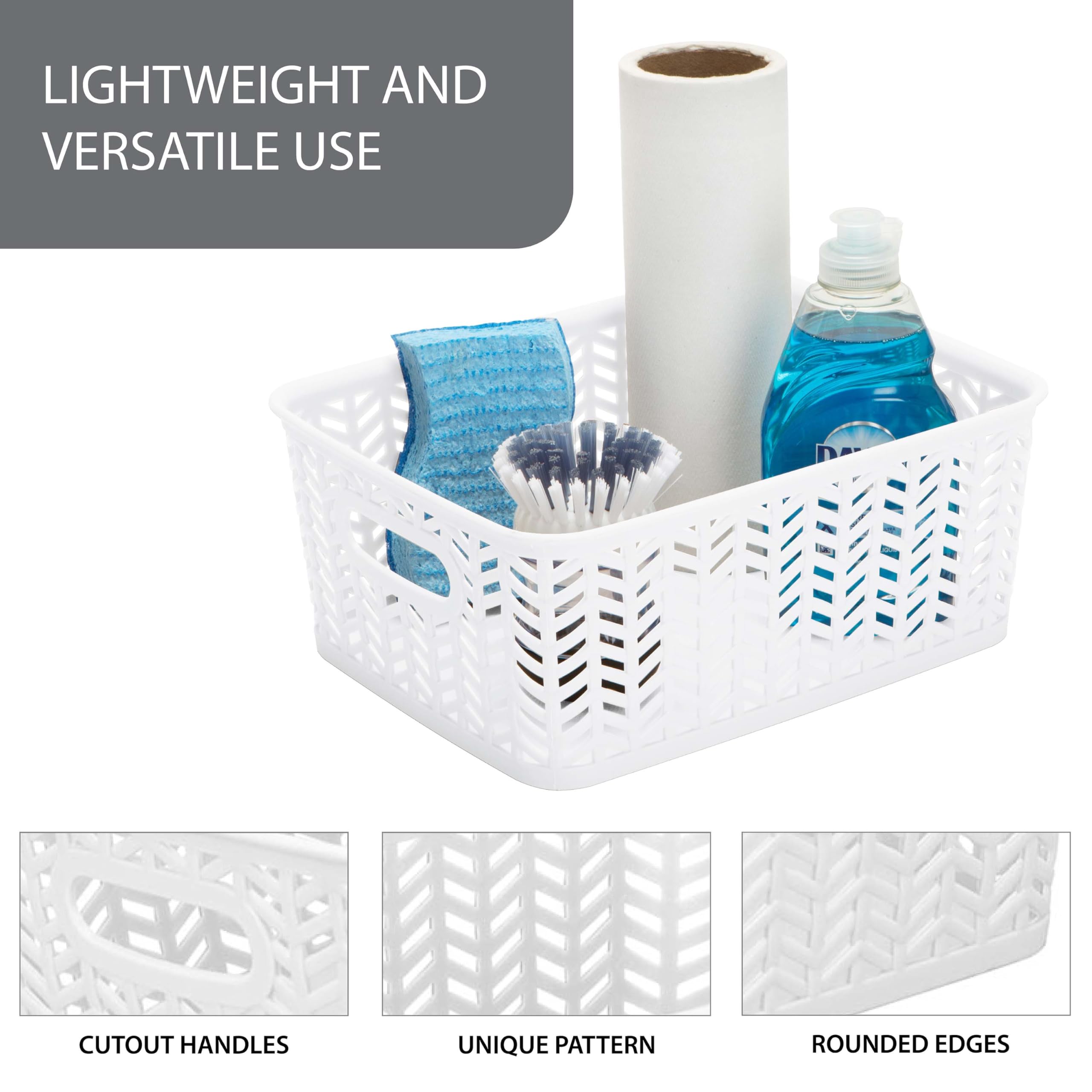 Simplify 25173-WHT-3PK Herringbone Storage Basket, Small, White