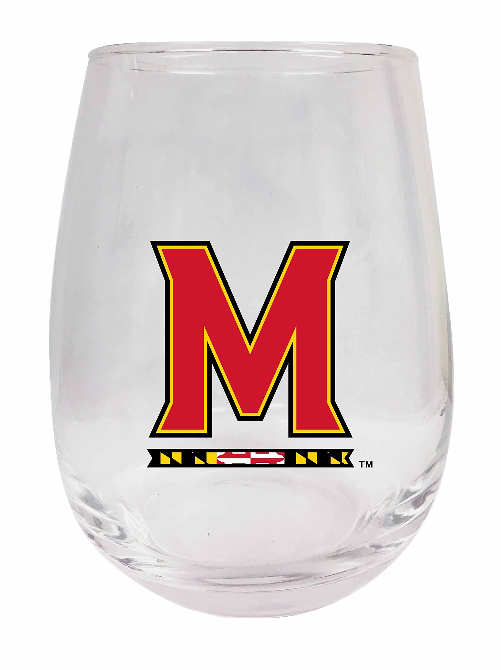 Maryland Terrapins 9 oz Stemless Wine Glass 2 Pack Officially Licensed Collegiate Product