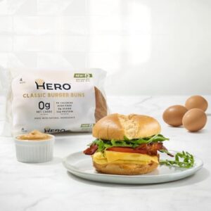 Hero Classic Hamburger Buns - Delicious Burger Buns | Net Low Carb Buns | High Fiber, 0g Net Carbs, 0g Sugar & 90 Calories Per Serving Burger Rolls (12 Buns, Pack of 3)