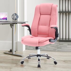 reficcer pink office chair, ergonomic high back executive office desk chairs for women, 90°-120° rocking computer chair with wheels, swivel lumbar support home office desk chair