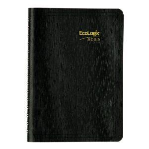 brownline 2023 ecologix daily planner, appointment book, 12 months, january to december, twin-wire binding, 8" x 5", black, recycled (cb410w.blk-23)