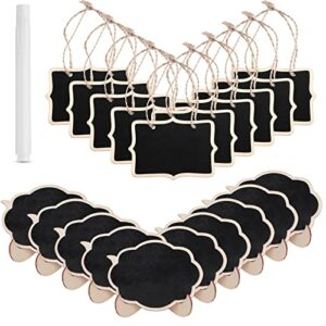 zentiky 20 packs mini chalkboard signs, 10 mini wooden chalkboard labels with stand, 10 mini hanging chalkboard signs, small blackboard signs for table numbers, price tags, message tags, item tags