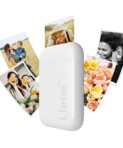 liene 2x3” photo printer, mini photo printer w/ 5 zink adhesive photo paper, bluetooth 5.0, compatible w/ios & android, portable color mono instant photo printer for iphone, smartphone, pearl white