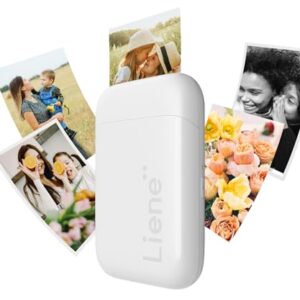 Liene 2x3” Photo Printer, Mini Photo Printer w/ 5 Zink Adhesive Photo Paper, Bluetooth 5.0, Compatible w/iOS & Android, Portable Color Mono Instant Photo Printer for iPhone, Smartphone, Pearl White