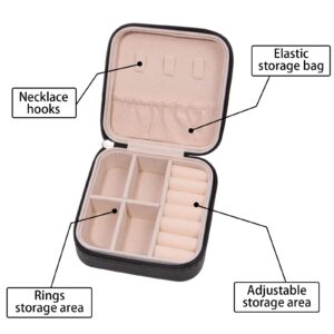 Shmiay.ML Jewelry Case, Small Travel Jewelry Organizer, Portable Jewelry Box Travel Mini Storage Portable Display Storage Box For Rings Earrings Necklaces Gifts Black