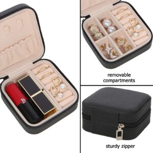 Shmiay.ML Jewelry Case, Small Travel Jewelry Organizer, Portable Jewelry Box Travel Mini Storage Portable Display Storage Box For Rings Earrings Necklaces Gifts Black